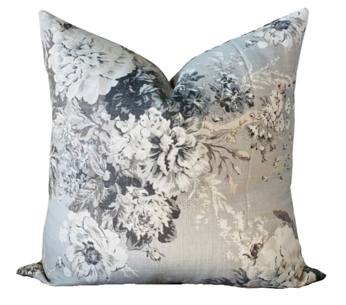 Grey Floral Pillow Cover – Pillow Chop